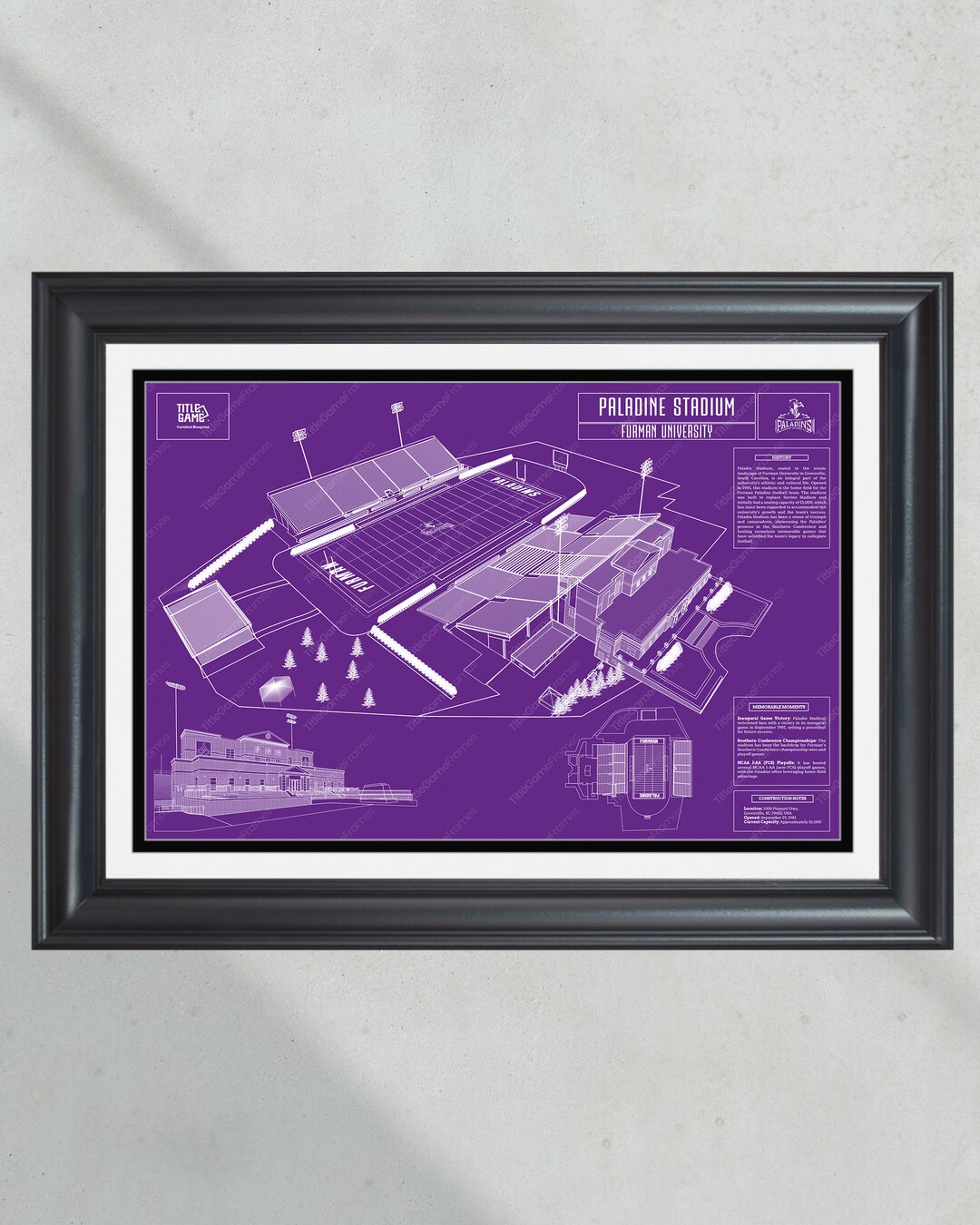 Furman University Paladin Stadium Football Blueprint - Etsy