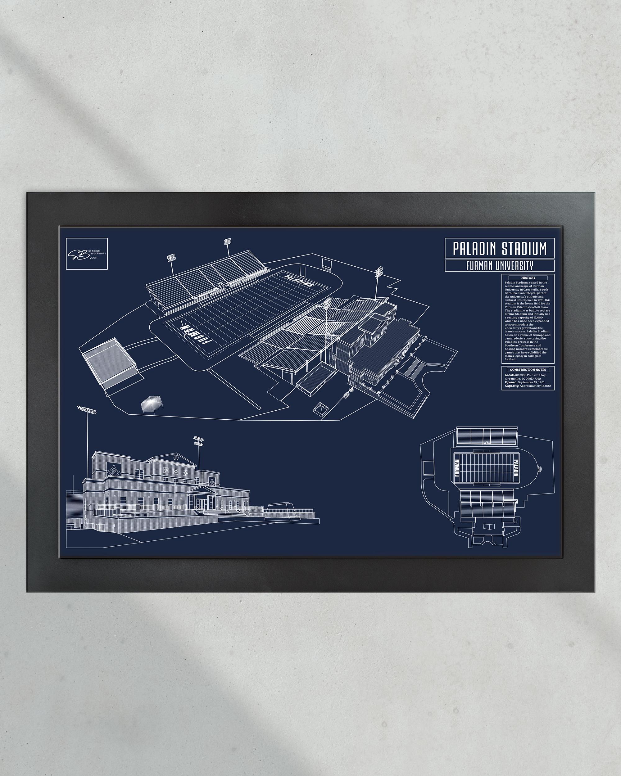 Furman University Paladin Stadium Football Blueprint - Etsy