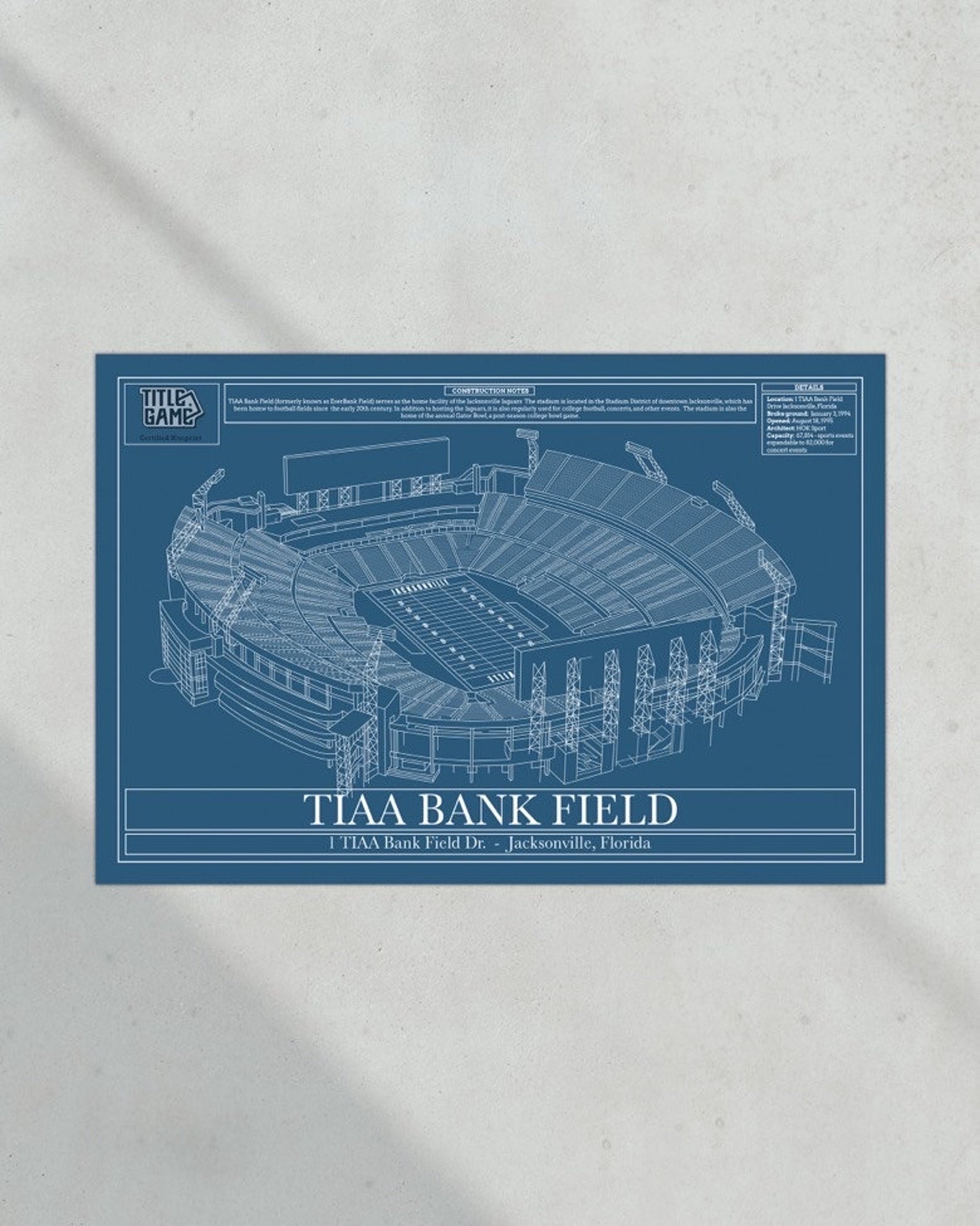 Jacksonville Jaguars TIAA Bank Field Stadium Blueprint - Etsy