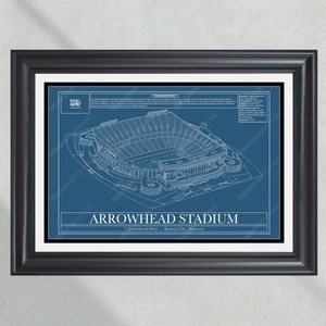 Kansas City Chiefs Arrowhead Stadium Blueprint Football Print - Etsy