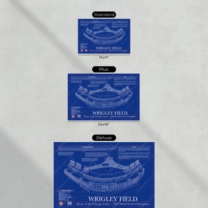 Chicago Cubs Wrigley Field Stadium Ballpark Blueprint Baseball Wall Art ...