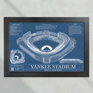 New York Yankees Yankee Stadium Ballpark Blueprint Baseball Wall Art - Etsy