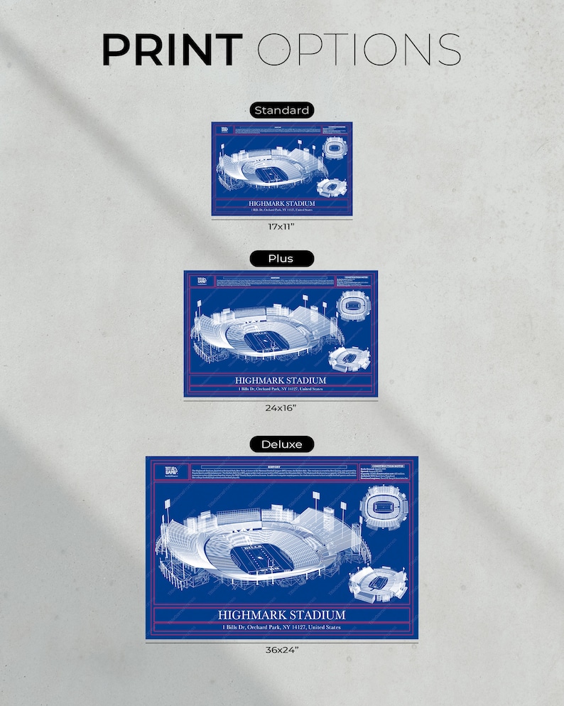 Buffalo Bills Highmark Stadium Blueprint Football Print - Etsy