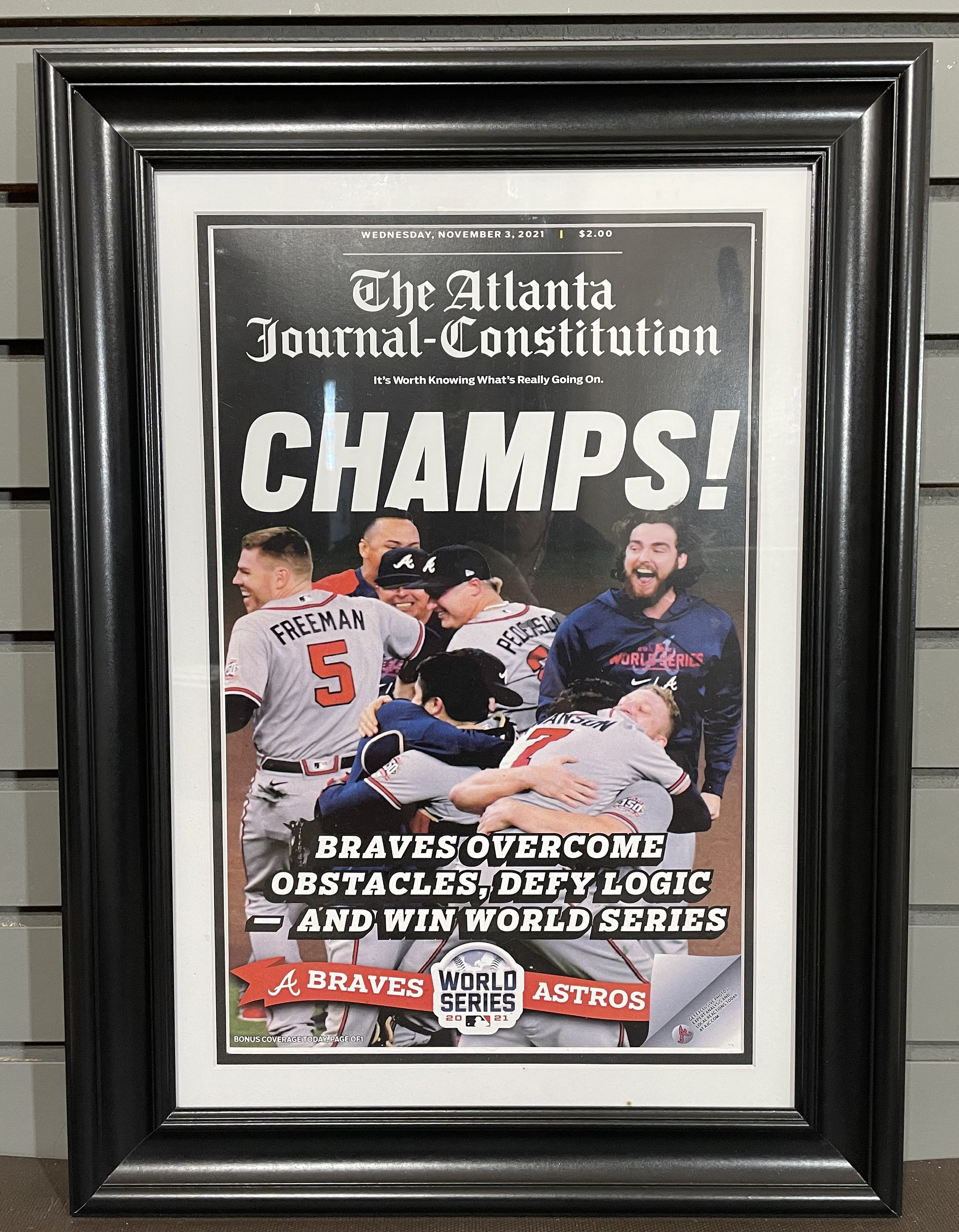2021 Atlanta Braves World Series Champions Framed Front Page - Etsy ...