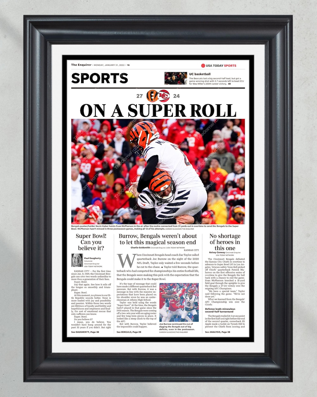 2022 Cincinnati Bengals on A Super Roll AFC Championship Framed Front ...