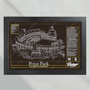 San Diego Padres Petco Park Stadium Ballpark Blueprint Baseball Wall ...