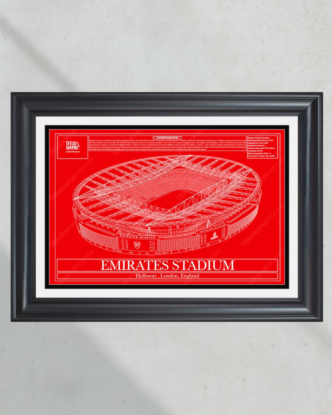 Arsenal FC Emirates Soccer Stadium Blueprint - Etsy