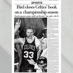 1981 Boston Celtics NBA Champion Framed Front Page Newspaper Print - Etsy