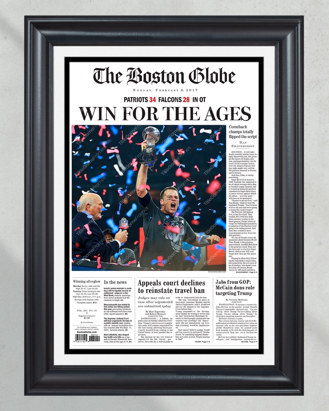 2017 New England Patriots Framed Super Bowl 51 Front Page Print ...