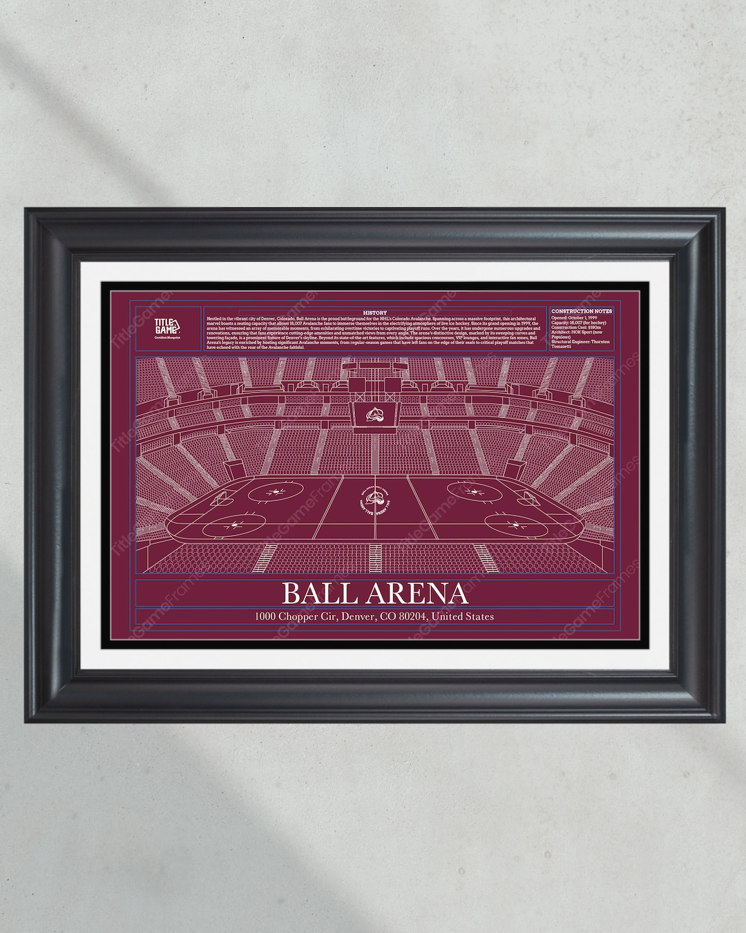 Colorado Avalanche Ball Arena Hockey Stadium Blueprint - Etsy