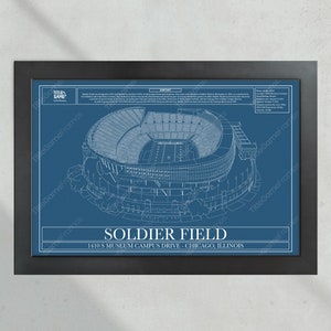 Chicago Bears Soldier Field Stadium Blueprint Football Print - Etsy