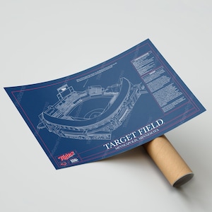 Minnesota Twins Target Field Stadium Ballpark Blueprint Baseball Wall ...