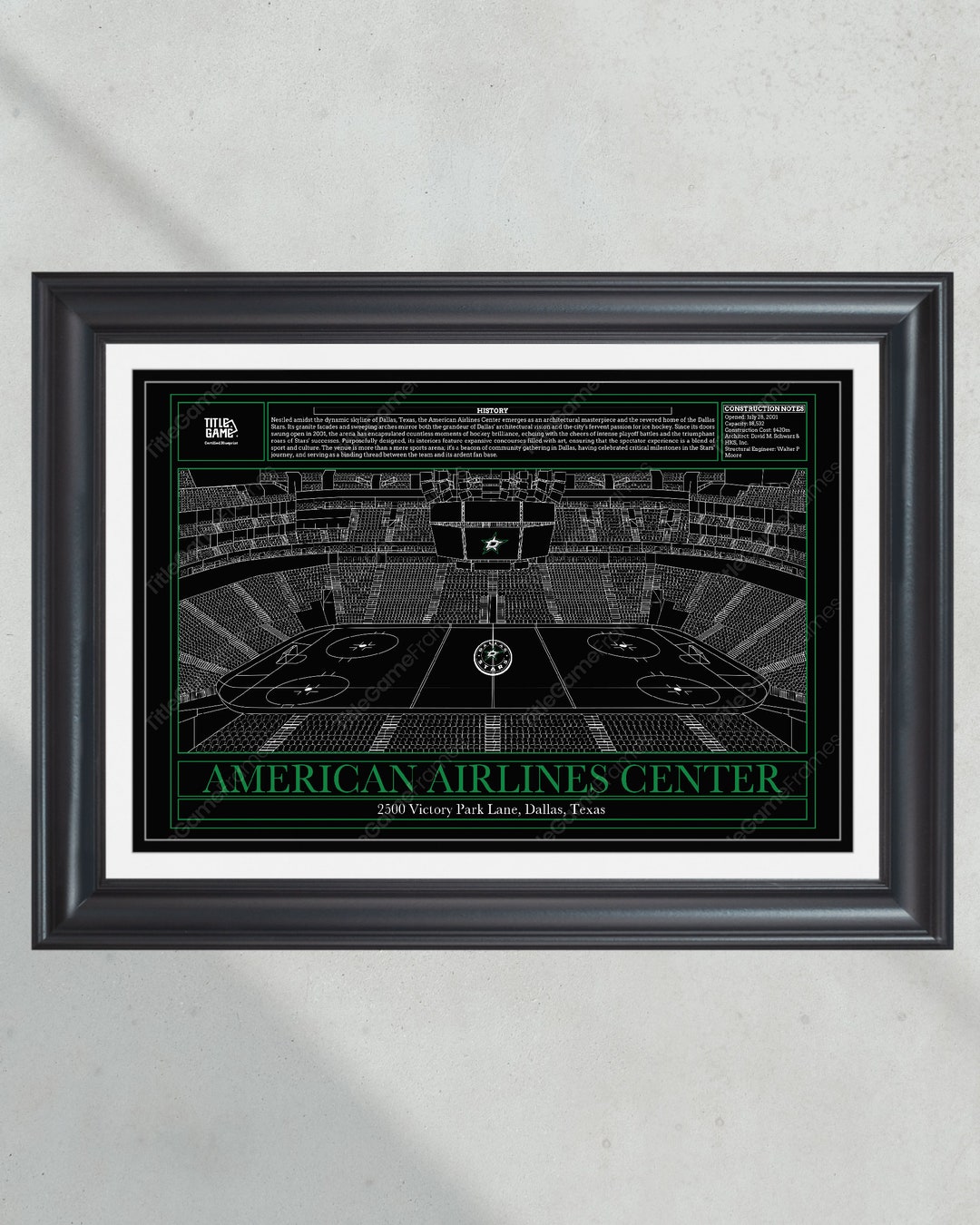 Dallas Stars American Airlines Center Hockey Stadium Blueprint - Etsy