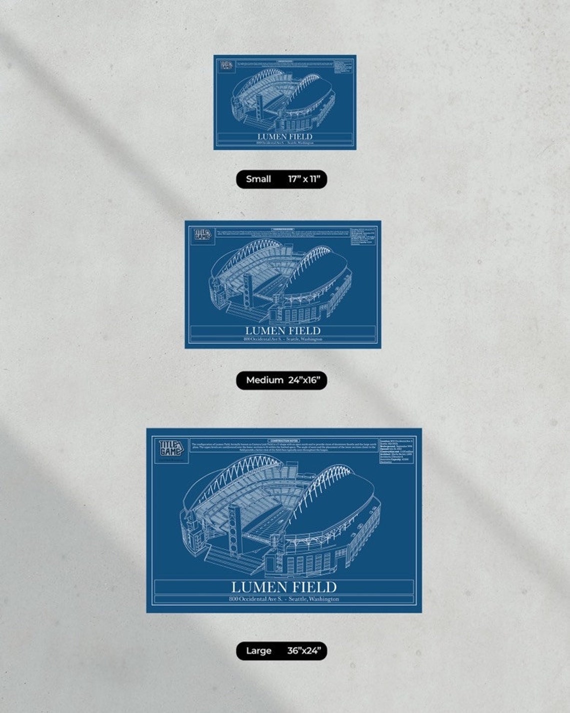 Seattle Seahawks Lumen Field Stadium Blueprint Football Print - Etsy