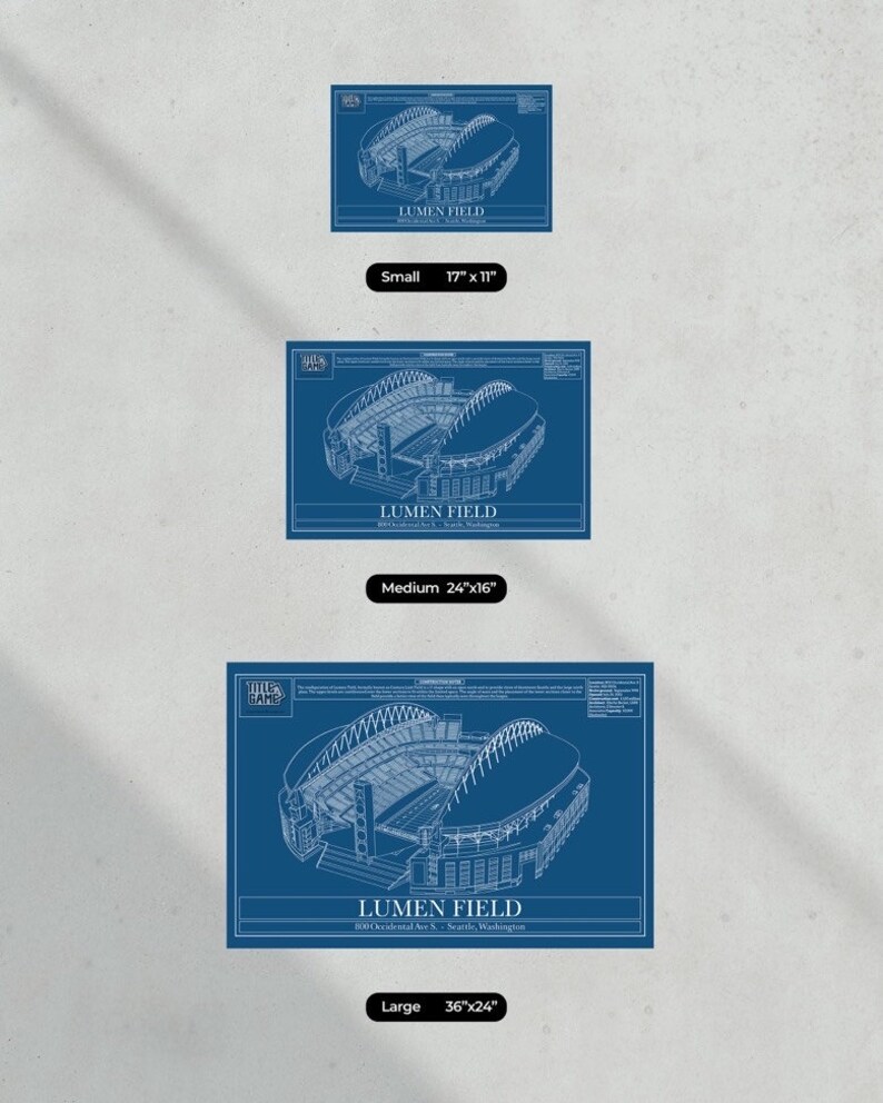 Seattle Seahawks Lumen Field Stadium Blueprint Football Print - Etsy