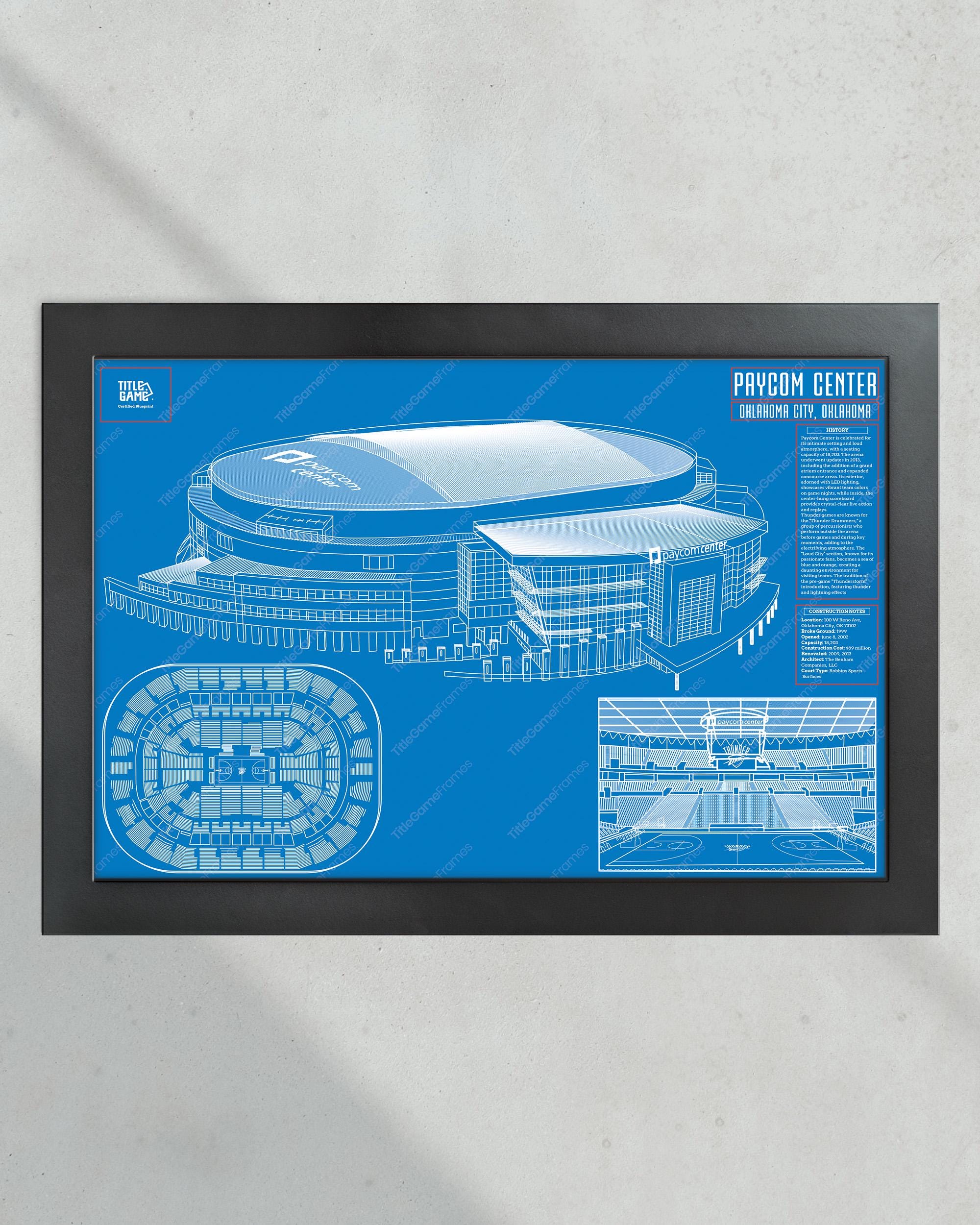 Oklahoma City Thunder Paycom Center NBA Basketball Stadium Blueprint - Etsy