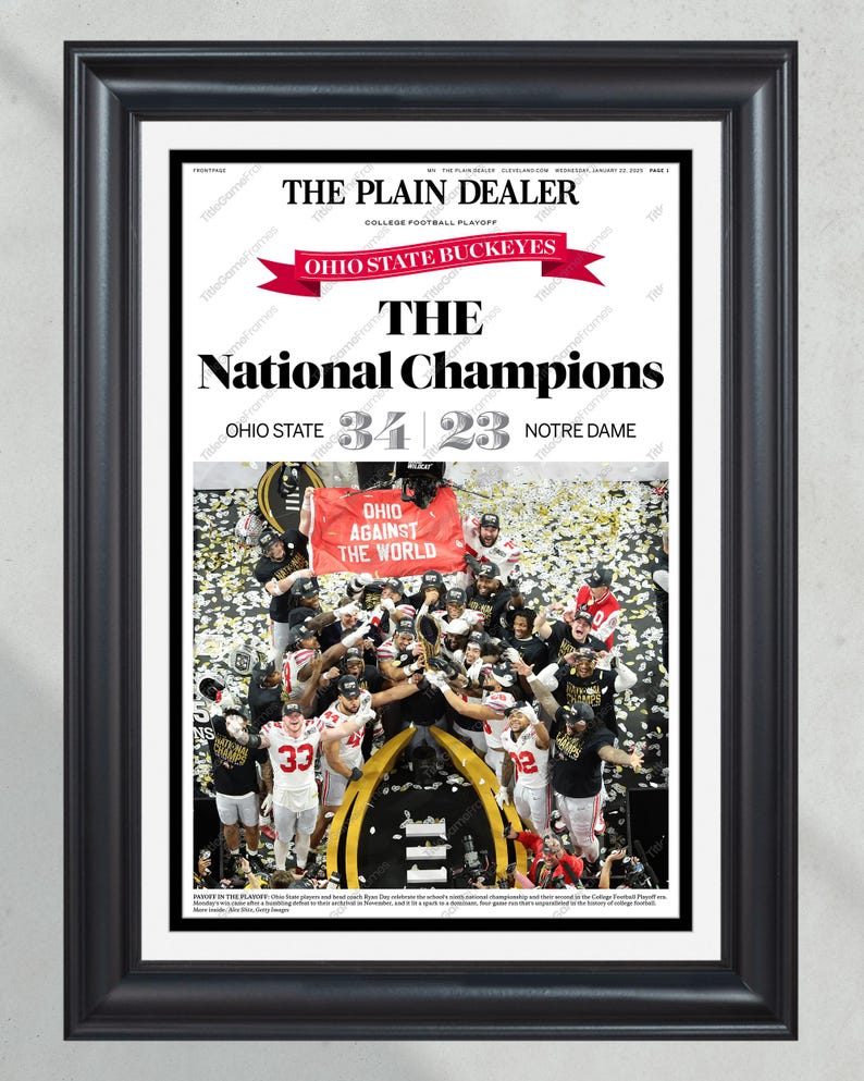 2025 Ohio State CFP 'THE National Champions' Framed Front Page ...