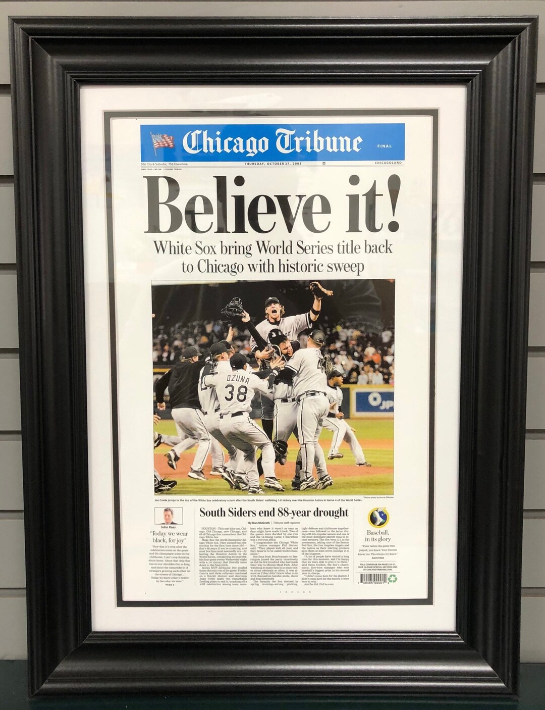 2005 Chicago White Sox World Series Champions Framed Newspaper Cover ...
