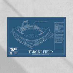 Minnesota Twins Target Field Stadium Ballpark Blueprint Baseball Wall ...