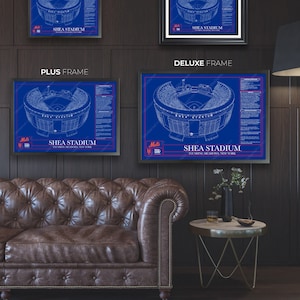 New York Mets Shea Stadium Stadium Ballpark Blueprint Baseball Wall Art ...