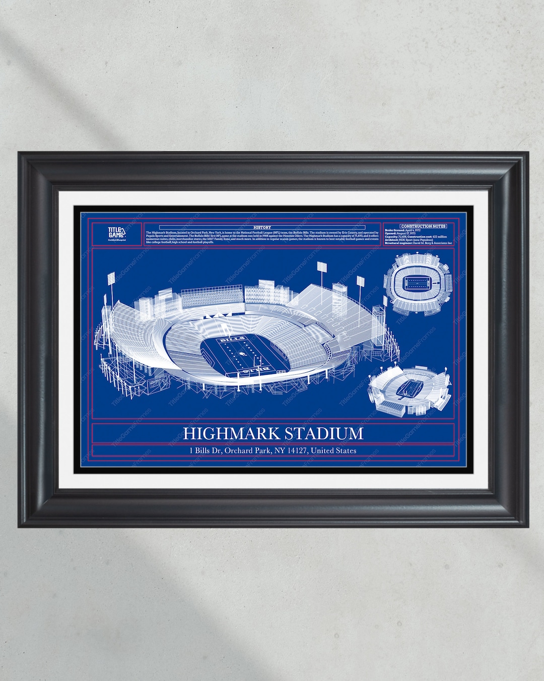 Buffalo Bills Highmark Stadium Blueprint Football Print - Etsy