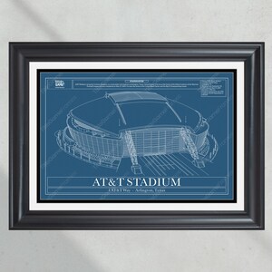 Dallas Cowboys AT&T Stadium Blueprint Football Print - Etsy