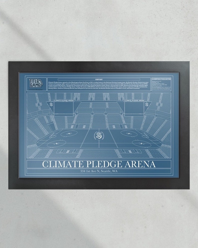 Seattle Kraken Climate Pledge Arena Hockey Stadium Blueprint - Etsy