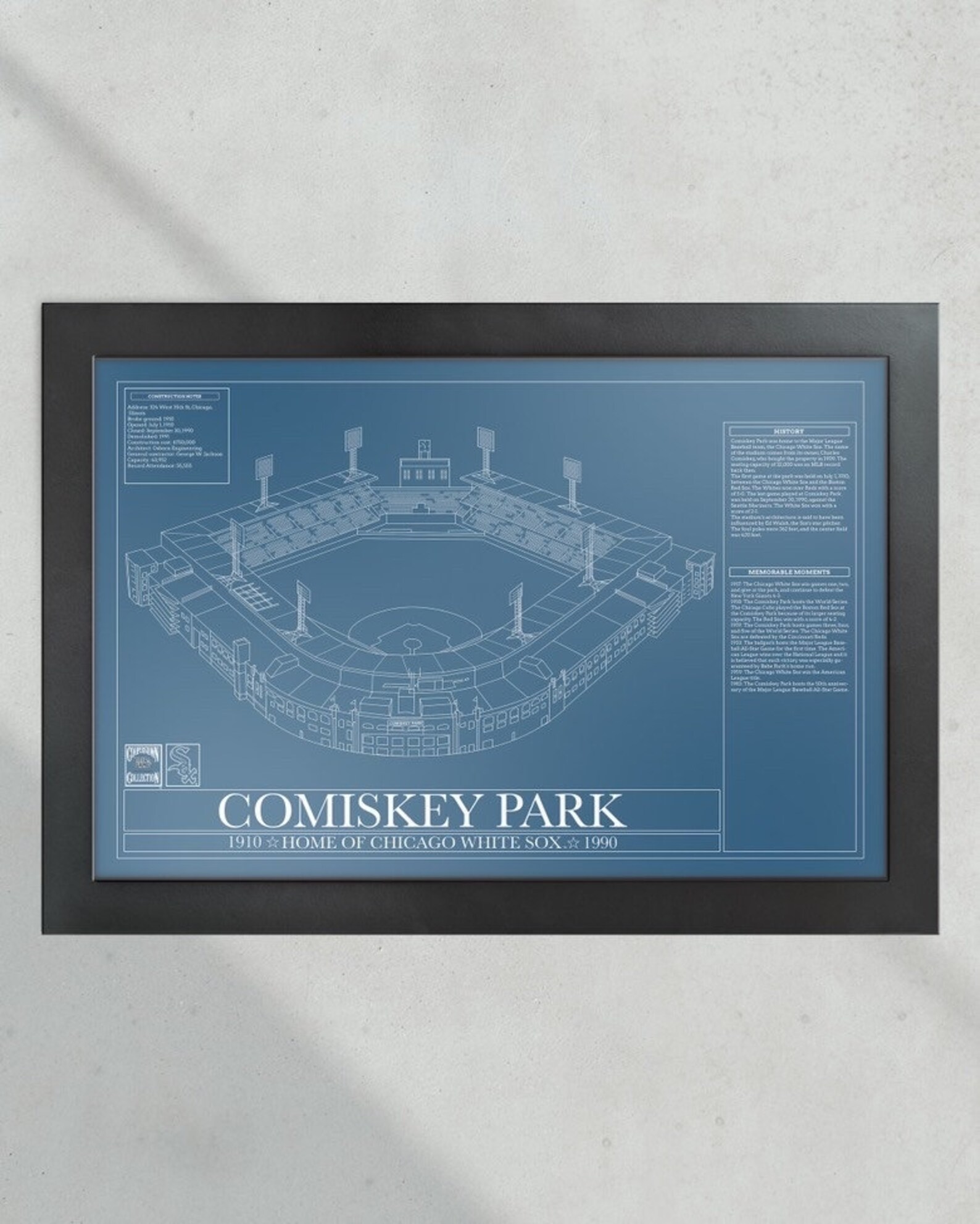 Chicago White Sox Comiskey Park Stadium Ballpark Blueprint Baseball ...
