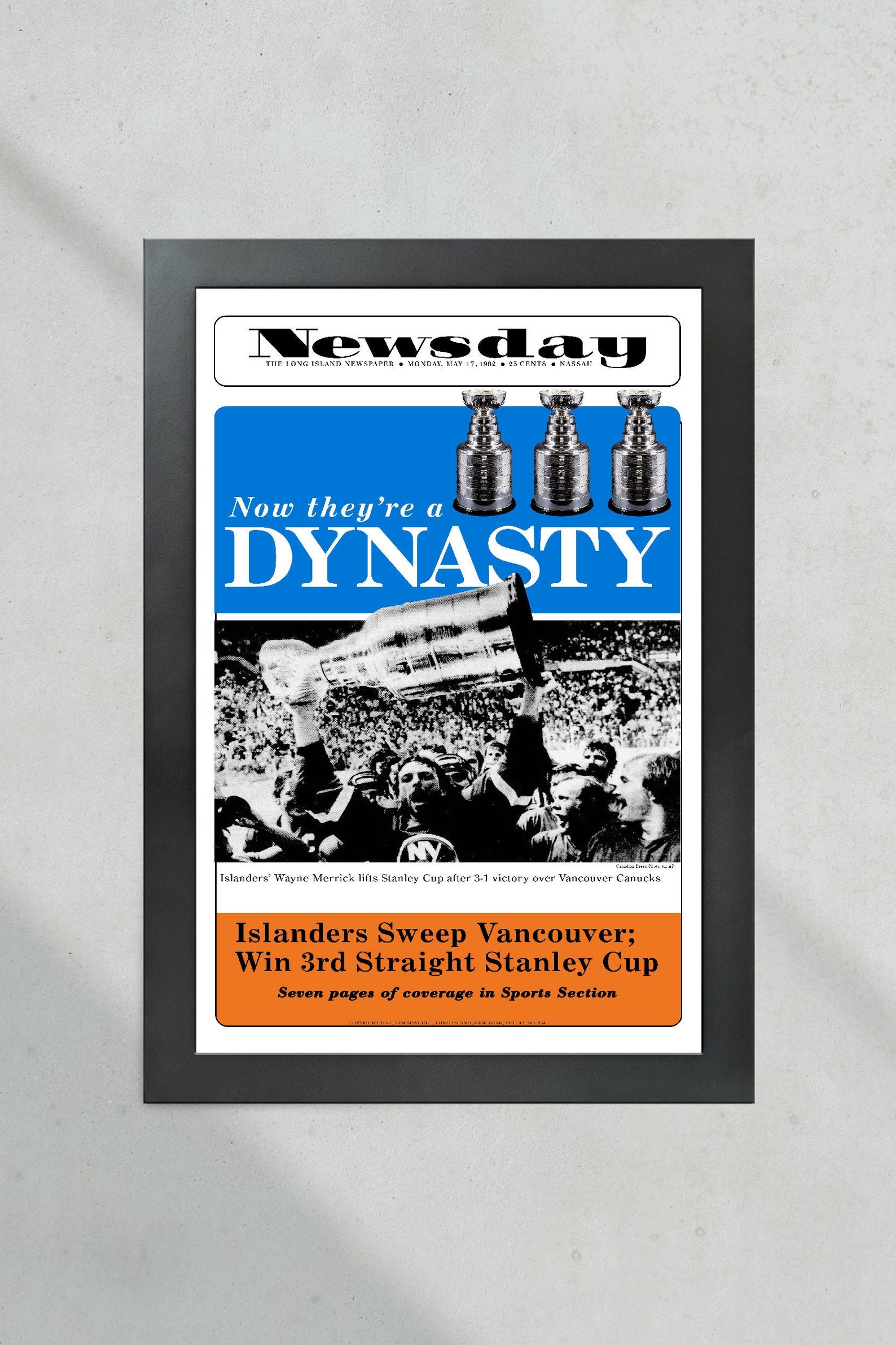 1982 New York Islanders “DYNASTY” Stanley Cup Champions Framed Front ...