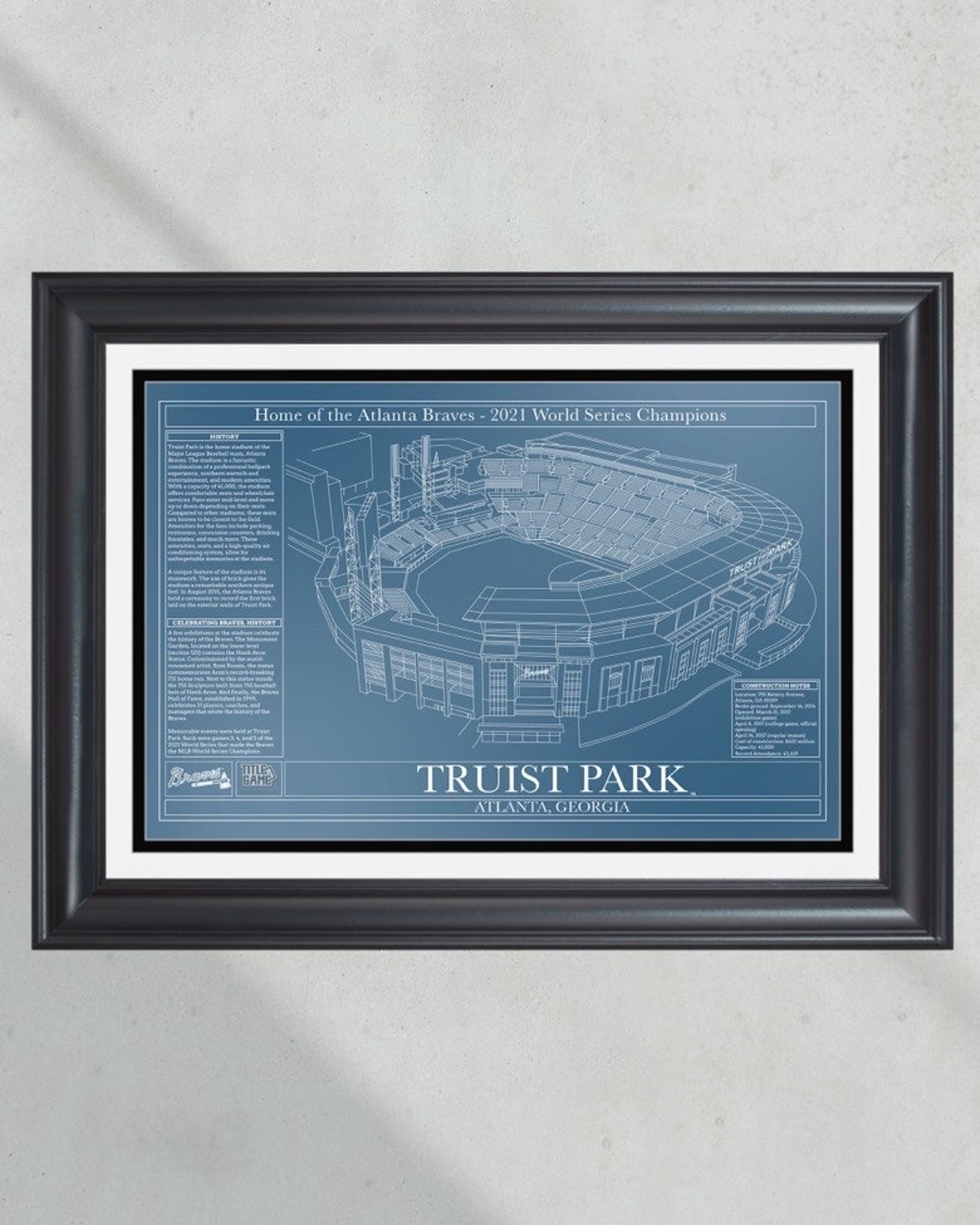 Atlanta Braves Truist Park Stadium Ballpark Blueprint Baseball - Etsy