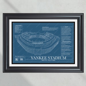 New York Yankees Yankee Stadium Ballpark Blueprint Baseball Wall Art - Etsy