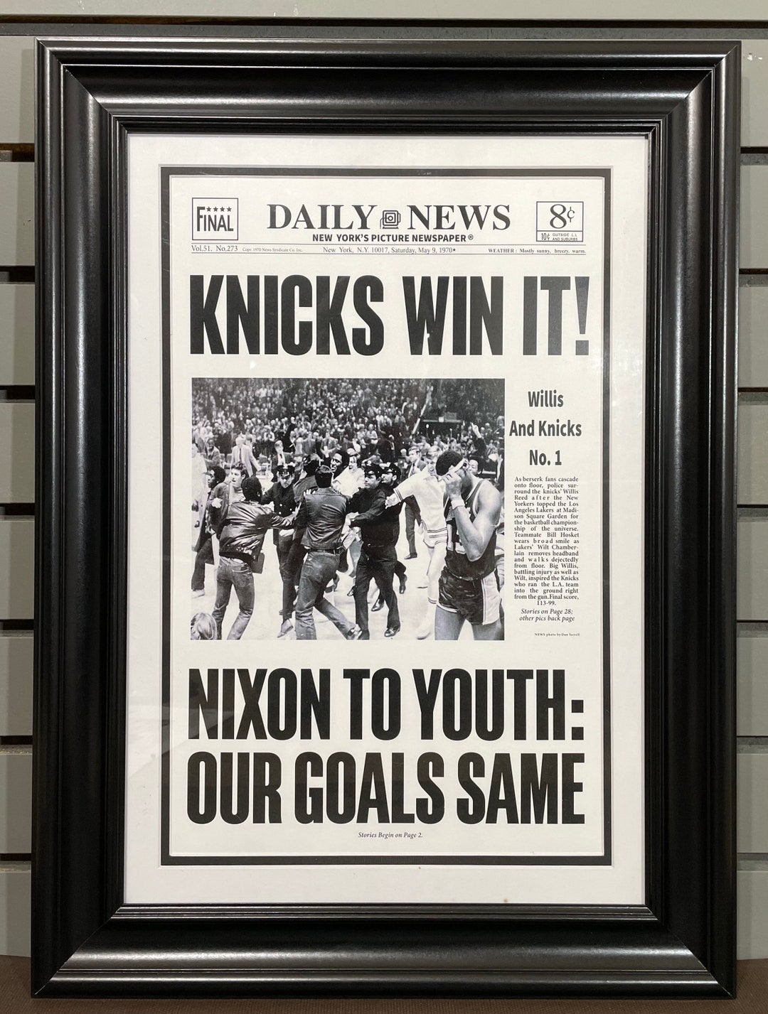 1970 NY Knicks Championship Framed Newspaper Cover Reprint Madison ...