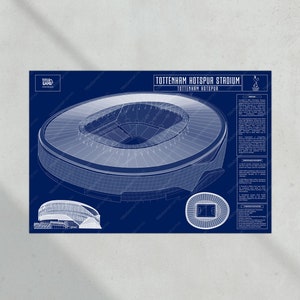 Tottenham Hotspur Stadium - Modern Blueprint Wall Art of Spurs ...