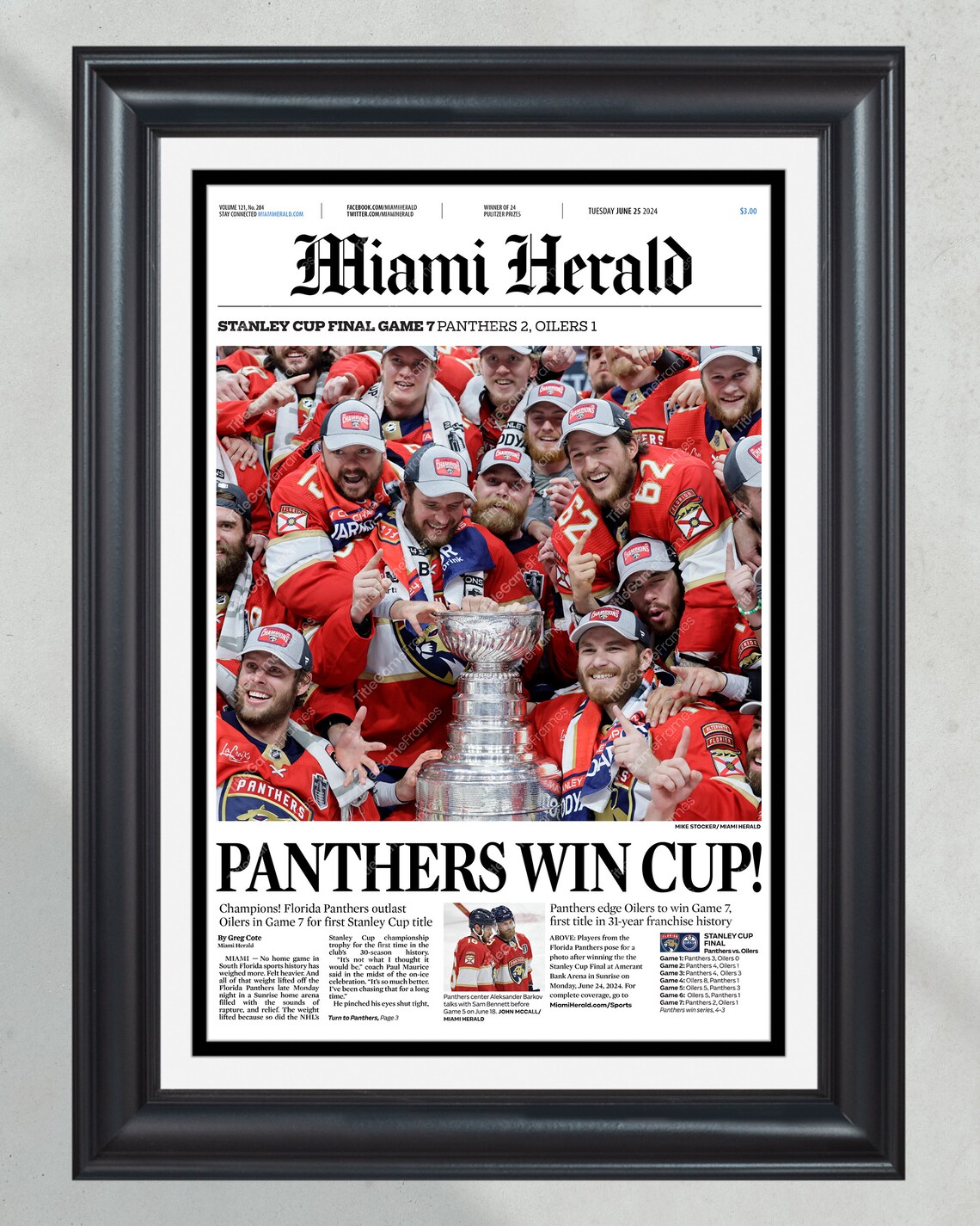 2024 Florida Panthers Stanley Cup Champions 'PANTHERS WIN CUP!' Framed ...