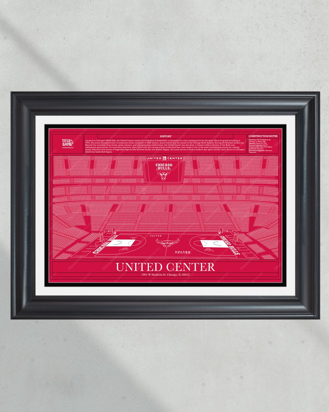 Chicago Bulls United Center Arena Blueprint - Etsy