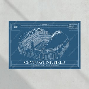 Seattle Seahawks Lumen Field Stadium Blueprint Football Print - Etsy