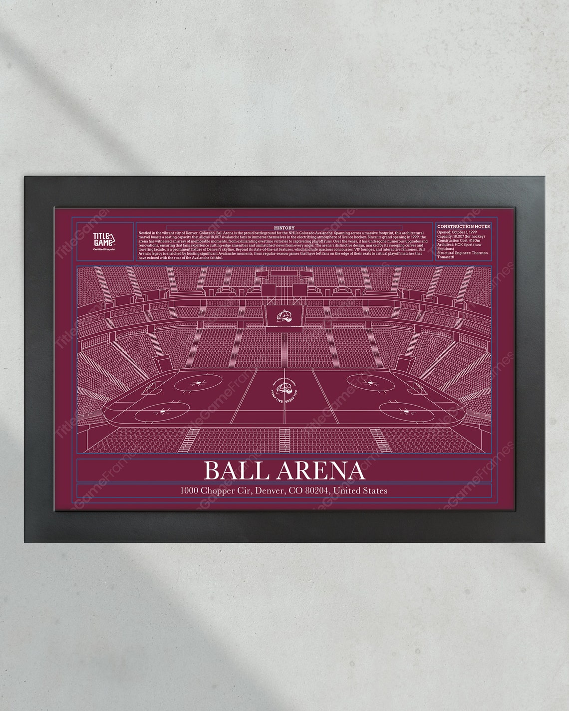 Colorado Avalanche Ball Arena Hockey Stadium Blueprint - Etsy