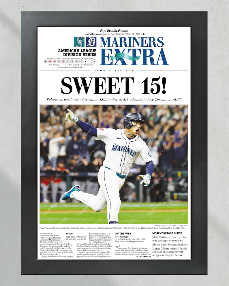 2025 Seattle Mariners ALDS Game 5 Walk-off Win “sweet 15” | Framed ...