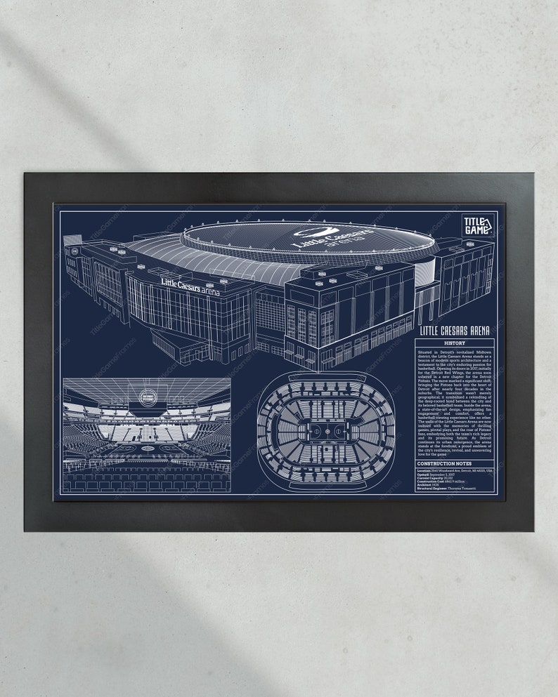 Detroit Pistons Little Caesars Arena NBA Basketball Stadium Blueprint ...