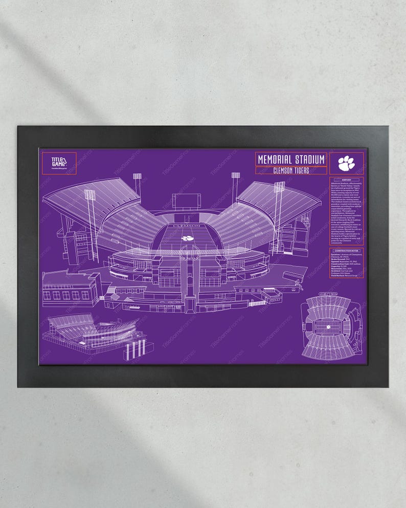 Clemson Tigers Memorial Stadium Blueprint "death Valley" Wall Art - Etsy