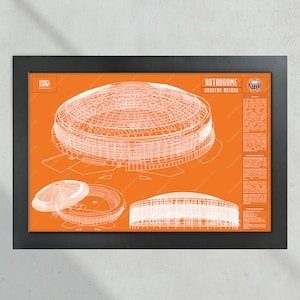 Houston Astros Astrodome Stadium Ballpark Blueprint: Vintage Wall Art ...