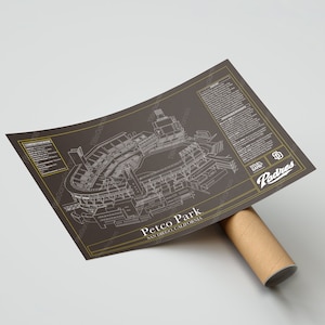 San Diego Padres Petco Park Stadium Ballpark Blueprint Baseball Wall ...
