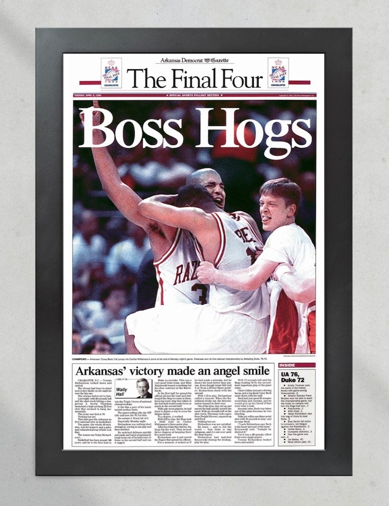 1994 Arkansas Razorbacks NCAA College Basketball Champions Framed ...