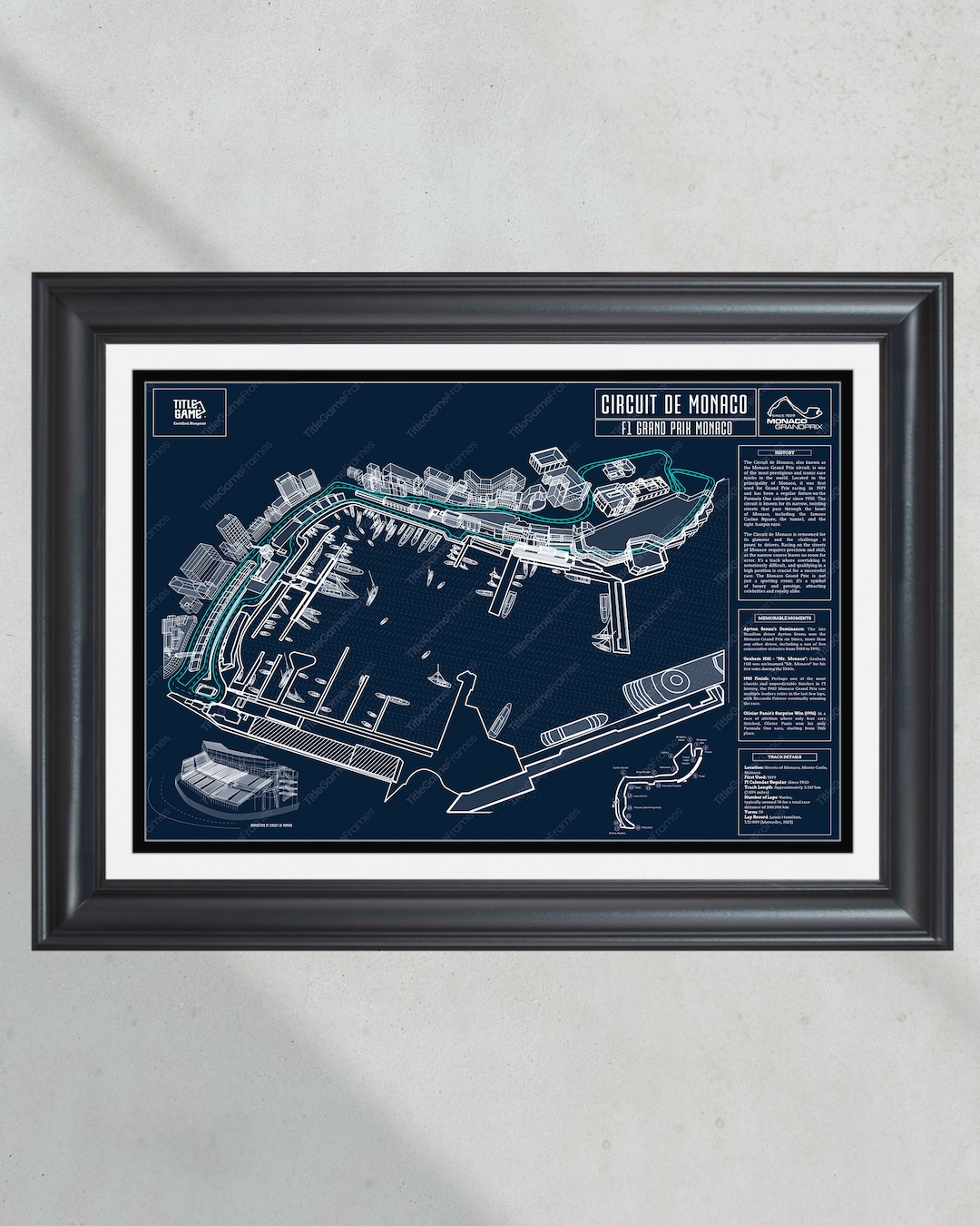 Circuit De Monaco Race Track: Formula 1 Grand Prix Blueprint Wall Art ...
