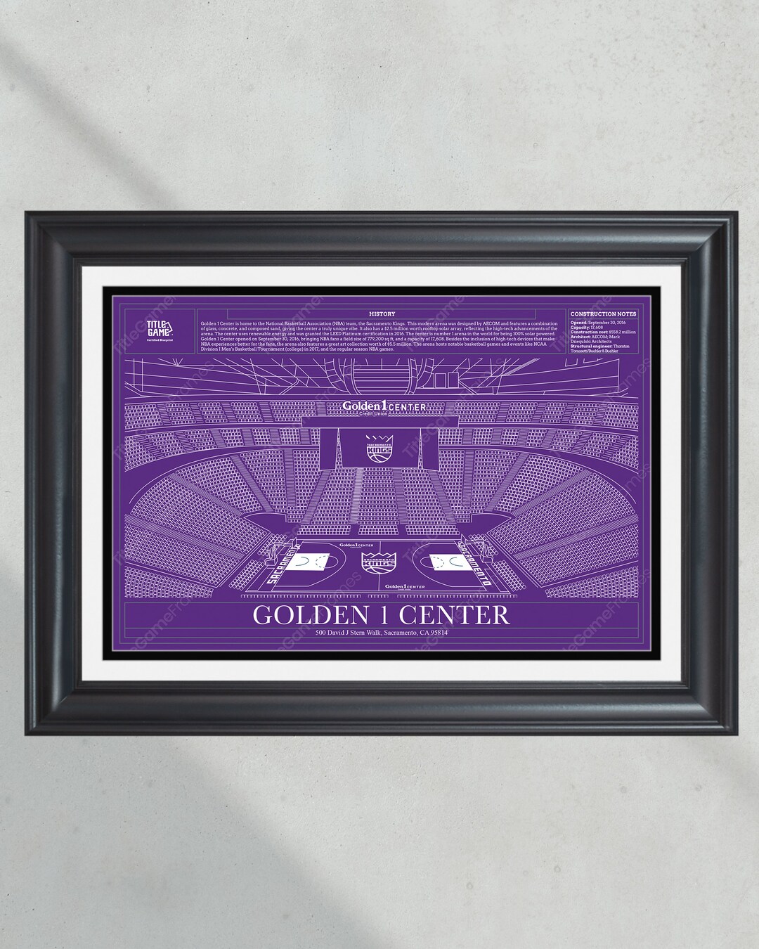 Sacramento Kings Golden 1 Center NBA Basketball Stadium Blueprint - Etsy