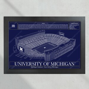University of Michigan Wolverines Michigan Stadium Blueprint Football ...