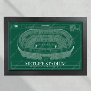 New York Jets Metlife Stadium Blueprint Football Print - Etsy