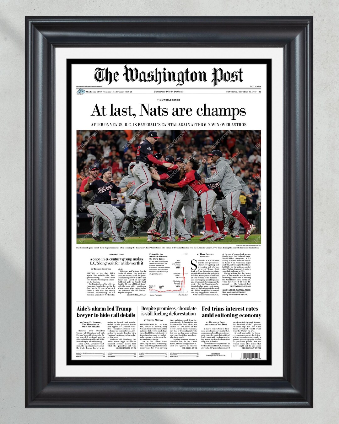 2019 Washington Nationals World Series Champions Washington Post Framed ...