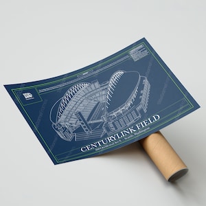 Seattle Seahawks Lumen Field Stadium Blueprint Football Print - Etsy