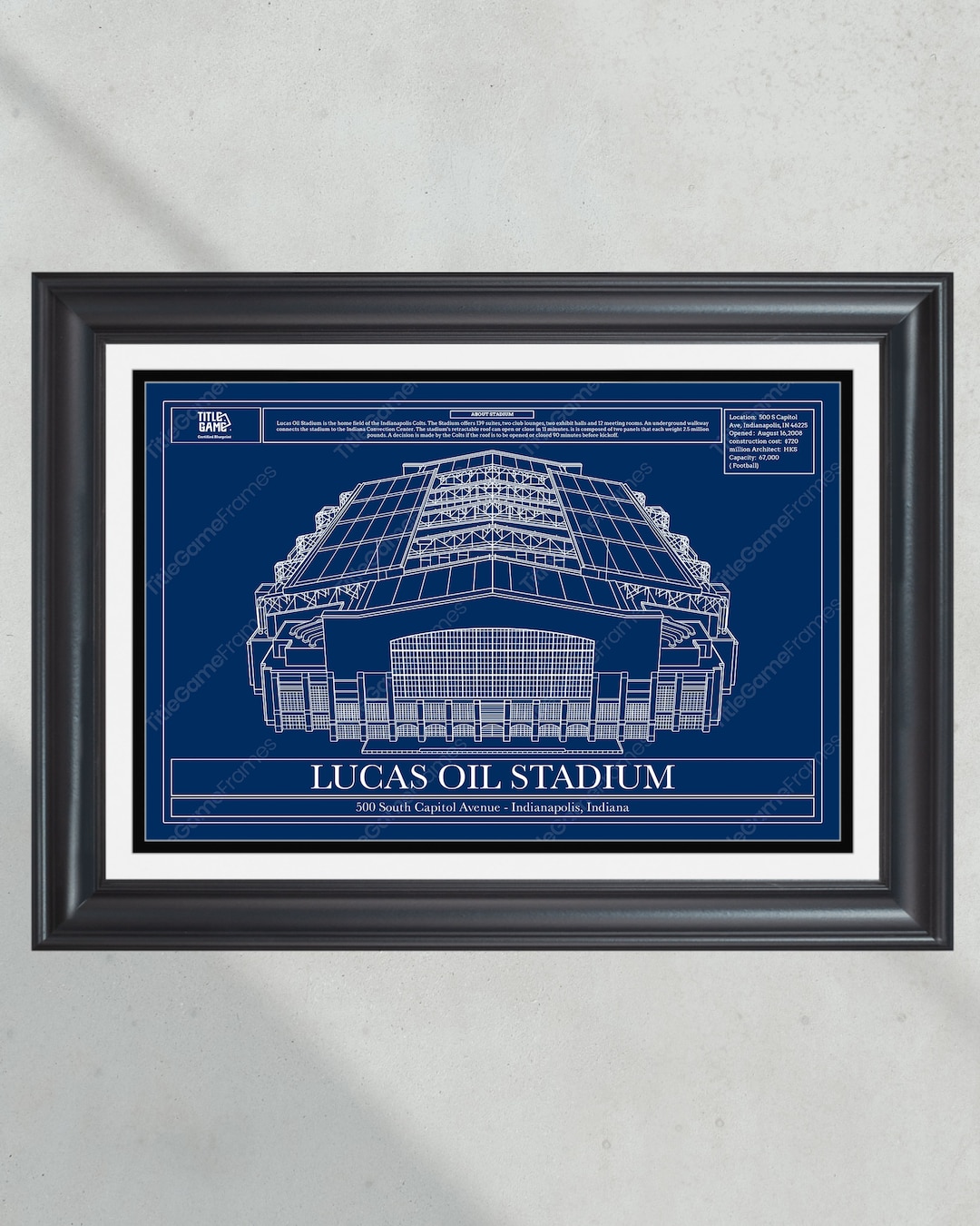 Indianapolis Colts Lucas Oil Stadium Blueprint Football Print - Etsy